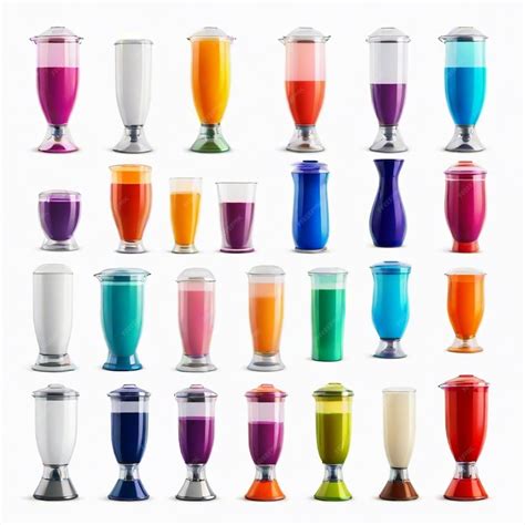A Series Of Different Colored Glasses With Different Colors Premium