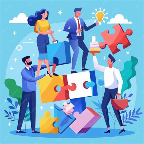 Teamwork Puzzle Pieces Collaboration Innovation And Success Premium Ai Generated Vector