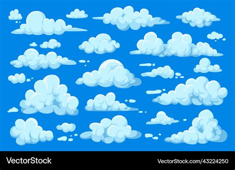Cartoon Clouds Game Ui Asset With Heaven Sky Vector Image