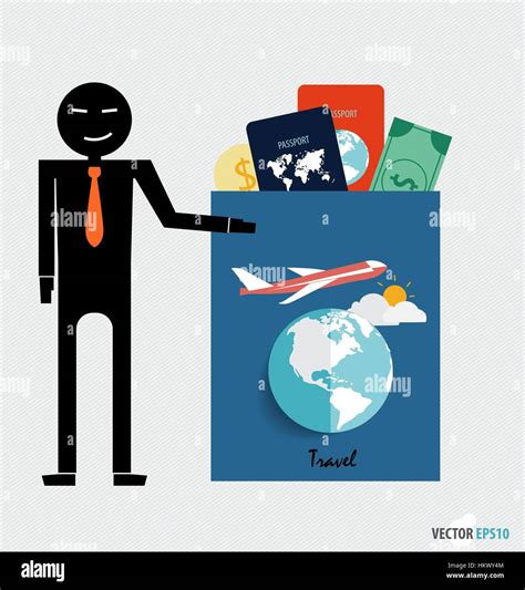 International Passport And Elements Of Travel Vector Illustration