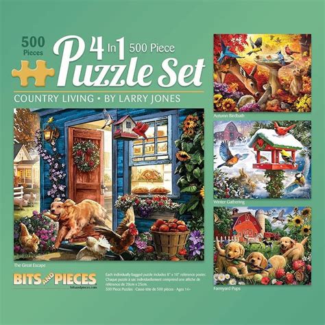 Bits And Pieces 4 In 1 Multi Pack 500 Pc Adult Jigsaw Puzzles By Larry