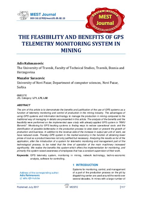Pdf The Feasibility And Benefits Of Gps Telemetry Monitoring System