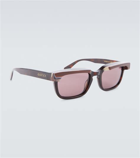 Rectangle Frame Acetate Sunglasses In Brown Gucci Mytheresa