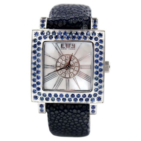 Blue Sapphires And Diamond Pave Dial Luxury Swiss Quartz Bracelet Watch