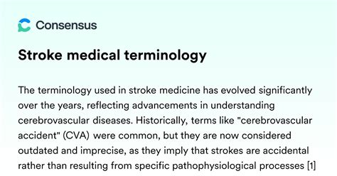 Stroke Medical Terminology Consensus Academic Search Engine