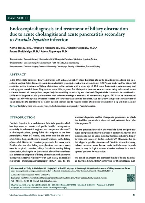 Pdf Endoscopic Diagnosis And Treatment Of Biliary Obstruction Due To