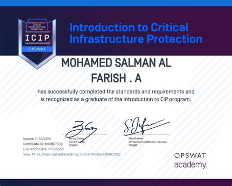 Cybersecurity Criticalinfrastructure Professionaldevelopment Mohamed Salman Al Farisha