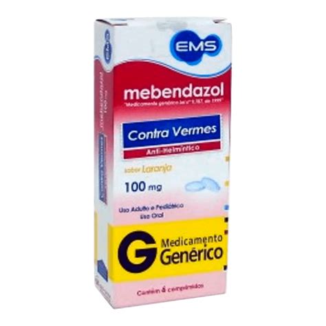 Mebendazol 100mg 6 Comprimidos Genérico Drogaria Sao Paulo