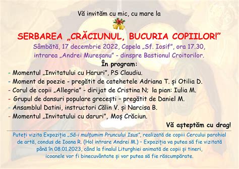 Serbarea ”crăciunul Bucuria Copiilor” Parohia Andrei Mureşanu Din Cluj Napoca