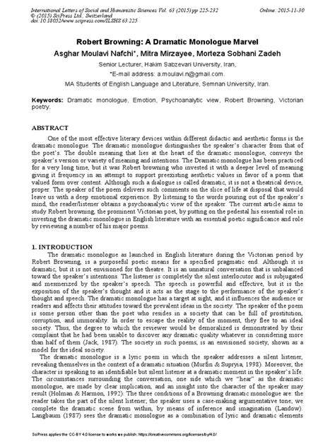 Robert Browning A Dramatic Monologue Mar Pdf Realism Arts