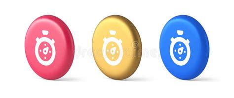 Stopwatch Button Timer Speed Time Counting Application Panel Interface 3d Realistic Isometric