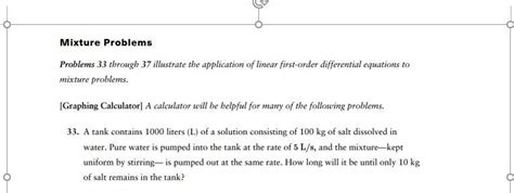 Solved Mixture Problems Problems 33 Through 37 Illustrate