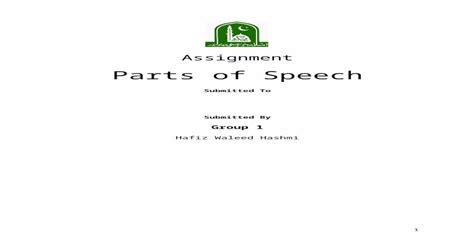 Doc Parts Of Speech Assignment Dokumentips