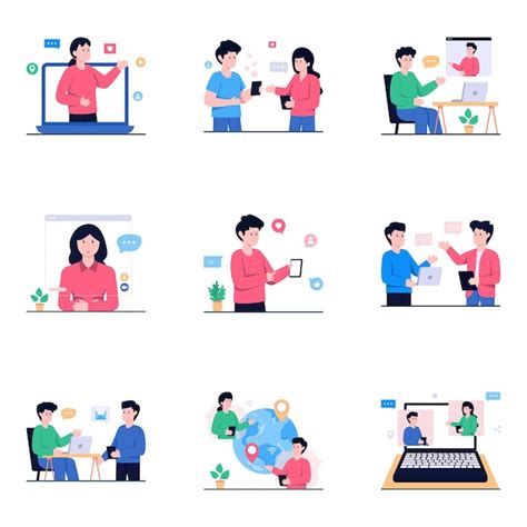 Premium Vector Pack Of Communication And Discussion Flat Illustrations