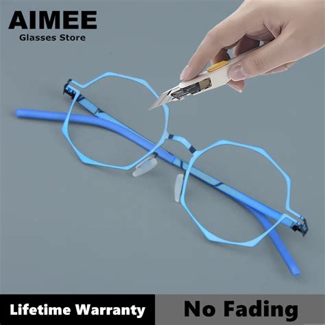 No Fade Lifetime German Brand Titanium Ultralight No Screw Glasses Frame Men Women Polygon