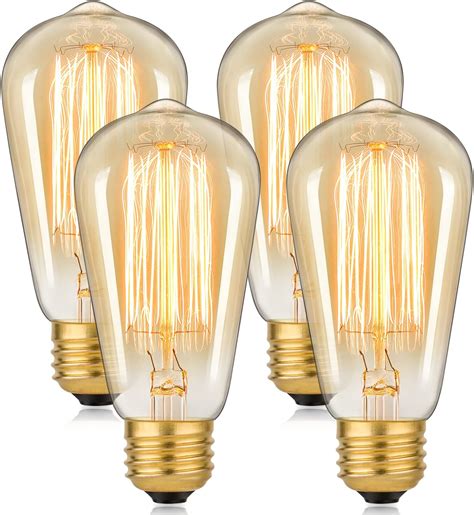 60 Watt Incandescent Edison Light Bulbs Vintage Dimmable E26 Bulbs St58 2200k Warm White