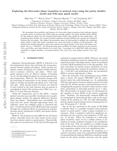 Pdf Exploring The First Order Phase Transition In Neutron Stars Using