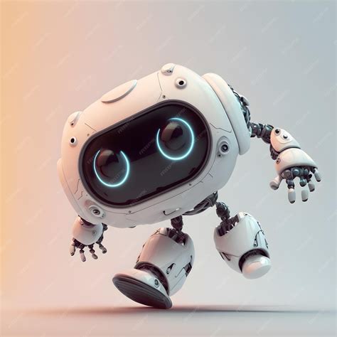 귀여운 로봇 인공 지능 기술 개념입니다 3d 렌더링 프리미엄 사진