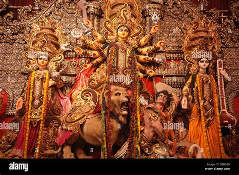 Goddess Durga Statue During Durga Pooja Kolkata West Bengal India
