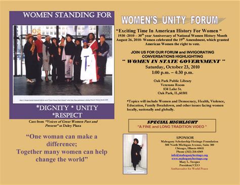 Mahogany Scholarship Heritage Foundation Womens Unity Forum