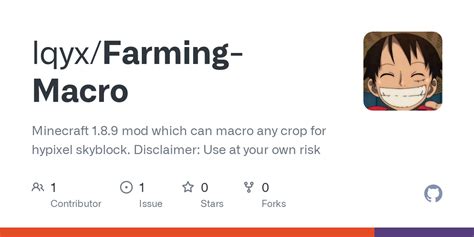 Github Lqyxfarming Macro Minecraft 189 Mod Which Can Macro Any Crop For Hypixel Skyblock