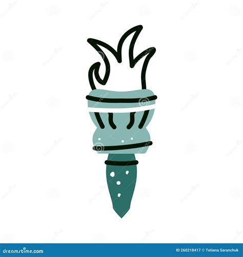 Simple Metal Greek Olympiad Cresset Torchlight On White Background Stock Vector Illustration