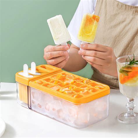 Warkul Ice Cube Trays Ice Pop Molds 2 In 1 Ice Maker Container Storage