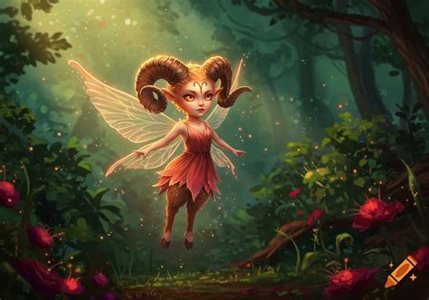 A Powerful Redhead Fairy With Glowing Wings And A Fiery Halo Walks