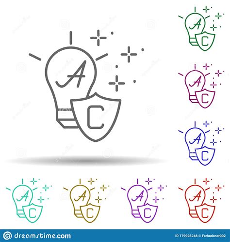 Light Bulb Shield Letter Multi Color Icon Simple Thin Line Outline Vector Of Copywriting Icons