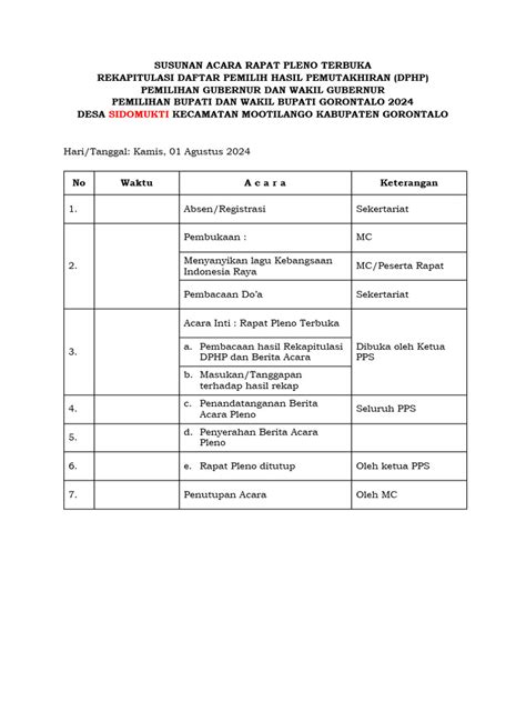 Rapat Pleno Rekap Dphp Gorontalo 2024 Pdf