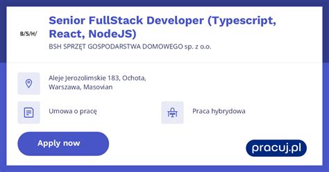 Oferta Pracy Senior Fullstack Developer Typescript React Nodejs