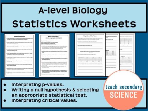 A Level Biology Statistics Worksheets P Values Null Hypotheses Critical Values Teaching