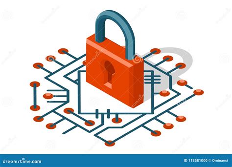 Isometric Web Security Technology Digital Internet Cyber Protection 3d