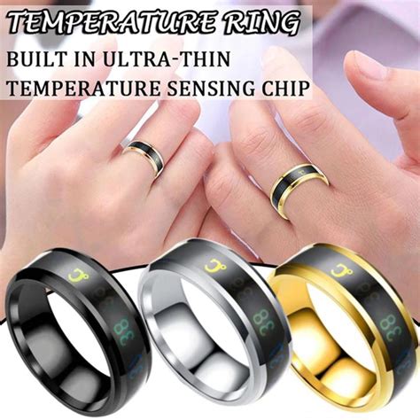 7 12 Sizes Temperature Smart Sensor Body Ring Stainless Steel Fashion
