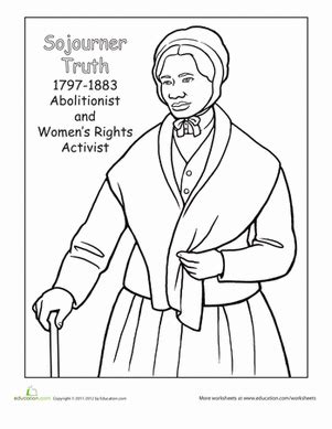 Sojourner Truth Coloring Page Worksheet