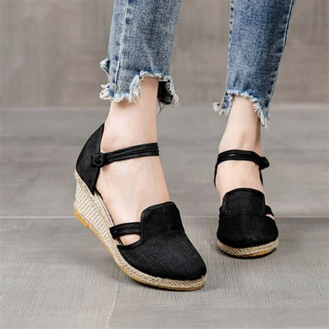 Black Low Heel Wedge Sandals Black Wedge Sandals Ladies Black Wedge