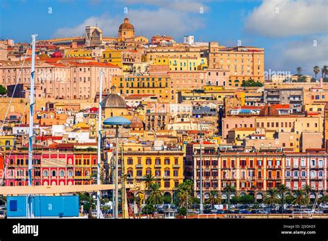 Cagliari Sardinia Italy Coastal Skyline On The Mediterranean Sea