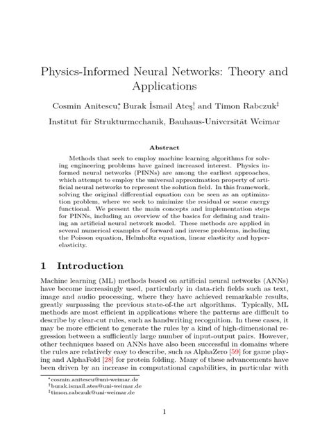 Physics Informed Neural Network Theory And Applications Pdf