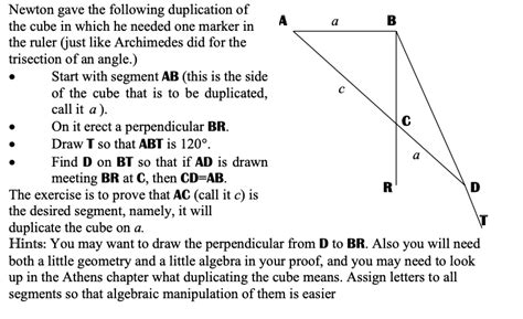 Solved Newton Gave The Following Duplication Of A The Cube Chegg Com