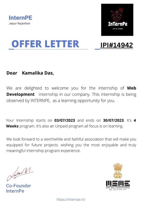 Kamalika Das On Linkedin Internpe Internships Webdevelopment Experience Opportunity