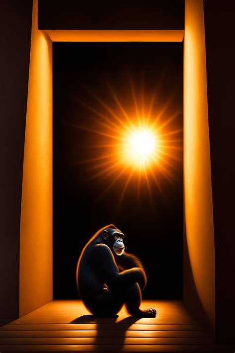 Lexica Lines Of Lights Sitting Chimpanzee Sun Gate