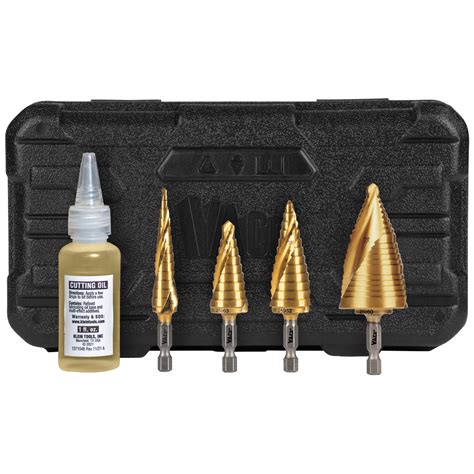 Step Bit Kit Spiral Double Fluted Vaco 4 Piece 25950 Klein Tools