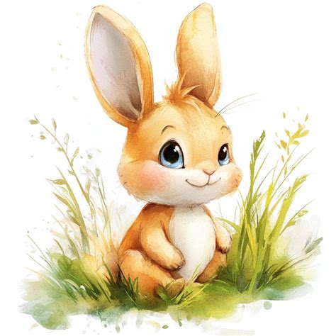 Printable Cute Rabbit Clipart Rabbit Watercolor Art Printable 