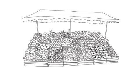 Farmers Market Black White Stock Illustrations 1011 Farmers Market