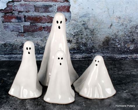 Tall Ceramic Ghost Rts Handmade Haunted Halloween Decoration Ooak