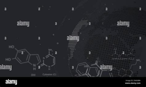 Image Of Molecule Structures Computer Language Over Dots On Globe