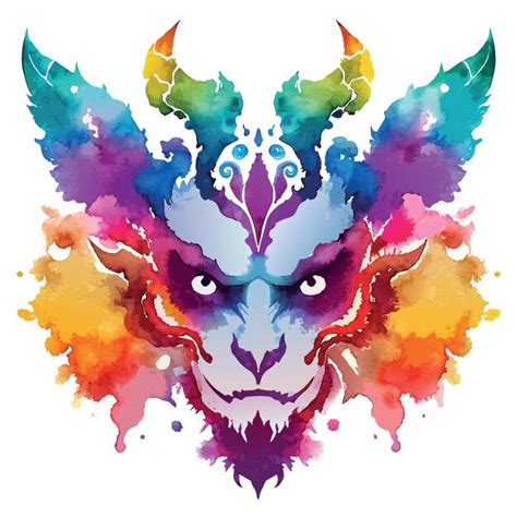 Premium Vector Abstract Paint Watercolor Inkblot Test Rorschach Face