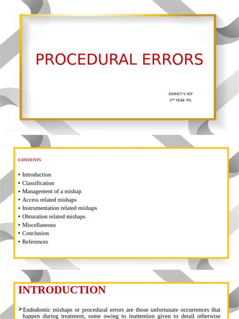 Procedural Errors Pdf Medical Specialties Dentistry Branches