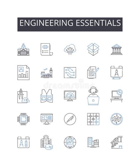 Engineering Essentials Line Icons Collection Business Basics Computer