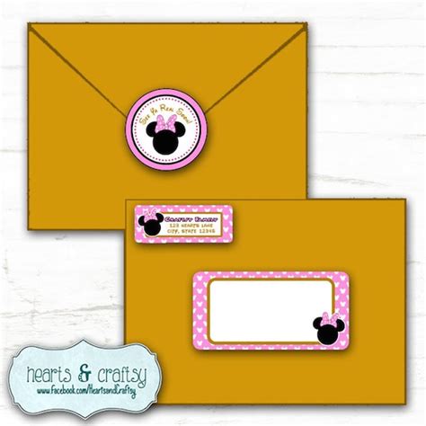 Diy Pink And Gold Minnie Mouse Party Address Labels And Envelope Seal